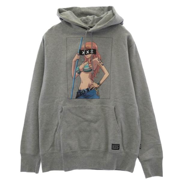 ■商品情報[商品名]GOD SELECTION XXX ゴッドセレクション × ONE PIECE ワンピース ナミ スウェット プルオーバー パーカー フーディー グレー系 M【中古】[カラー]グレー系[サイズ]表記サイズ：Mx 厚み約c...