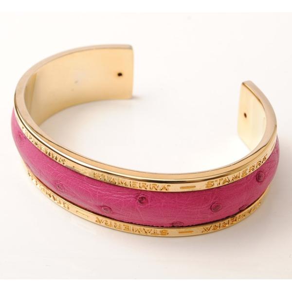 スタメーラ バングル/ブレスレットSTAMERRA バングル オーストリッチ アザレアスタメーラより、人気の高級レザーを使用したバングルです。イタリア製の爬虫類レザーを合金に巻いたオシャレなデザインです。合金ですので曲げ次第で男女問わず、お...