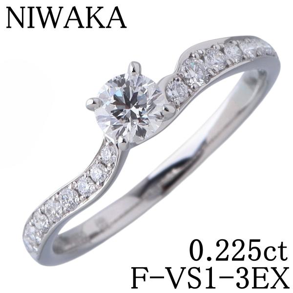 【ブランド名】俄　ニワカ　NIWAKA【商品名】花麗　はなうらら　ダイヤ　エンゲージ　リング　指輪【素材】Pt950　プラチナ【サイズ】8号【リング幅】1.7mm〜2.4mm【重量】2.2g【宝石】中石ダイヤモンド0.225ct F-VS1...