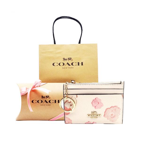 コーチフローラルプリント ミニ スキニー コインケース新作モデル！上質なレザーにフェミニンなフローラルプリント、コーチのメタルロゴが入った可愛くてオシャレなコインケース。キーリングが付いているのでキーケースとしても使用でき、何かと使えるアイ...