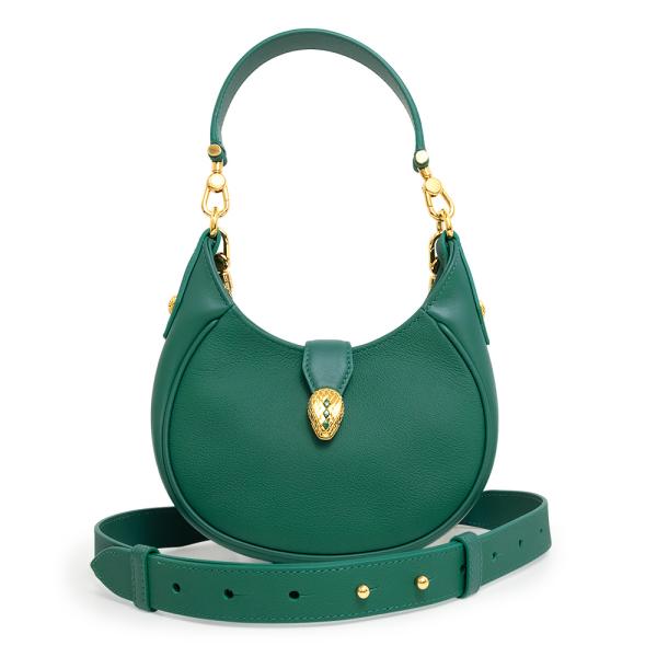 ■商品説明■【問い合わせ番号】200023577019【ブランド】BVLGARI【参考定価】275,000円【素材】 カーフスキン （牛革）【カラー】フォレストエメラルド ／ ゴールド金具【サイズ(cm)】約W19.5cmxH20cmxD4...