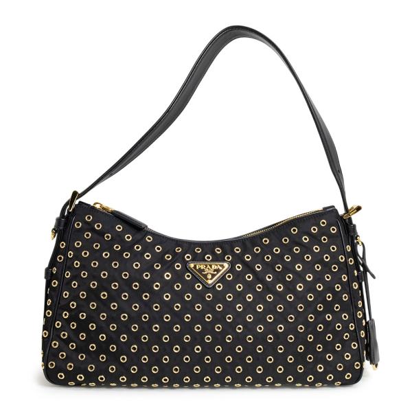 ■商品説明■【問い合わせ番号】200027429019【ブランド】PRADA【参考定価】638,000円【素材】 Re-Nylon(再生ナイロン)【カラー】ブラック ／ ゴールド金具【サイズ(cm)】約W(上)30cmx(下)34cmxH1...