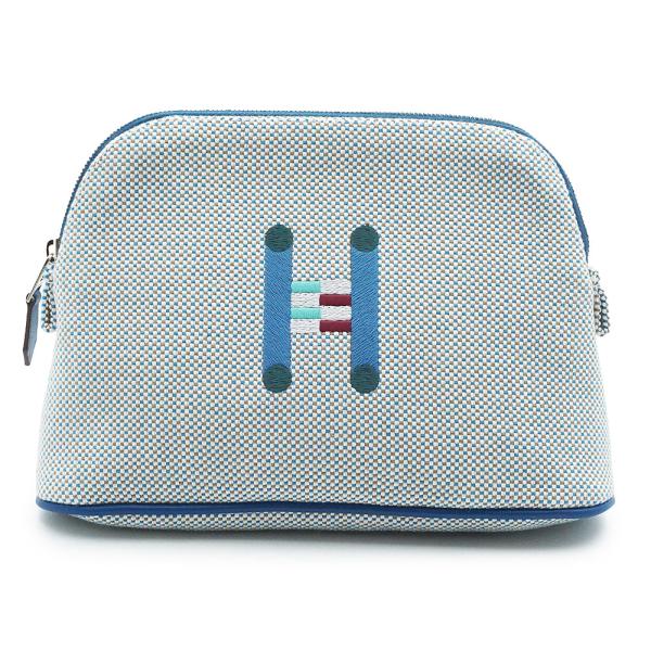 ■商品説明■【問い合わせ番号】200028658019【ブランド】HERMES【参考定価】91,300円【素材】 トワルアッシュ【カラー】CYAN(シアン)×GALET(ガレ) ／ シルバー金具【サイズ(cm)】約W21cmxH15cmxD...