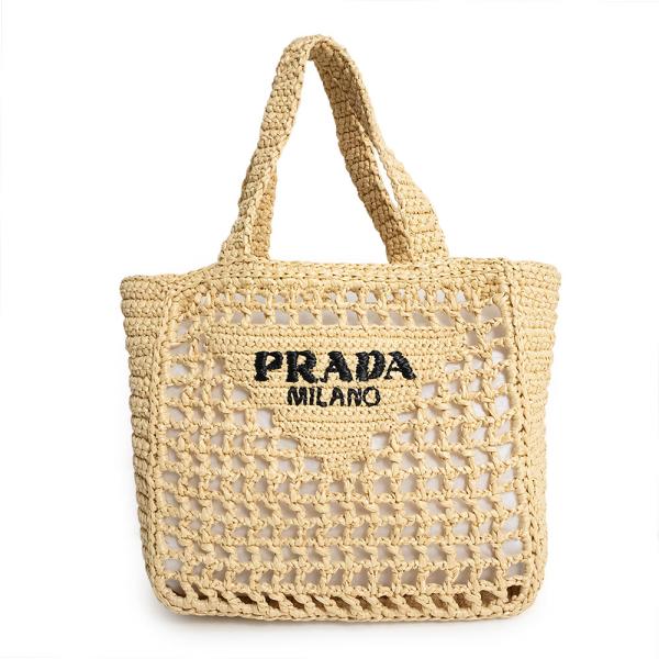 ■商品説明■【問い合わせ番号】200028810019【ブランド】PRADA【素材】 RAFIA（ラフィア）【カラー】NATURALE(ベージュ)【サイズ(cm)】約W23cmxH22cmxD12cm 持ち手：約37cm 【重量】約250g...