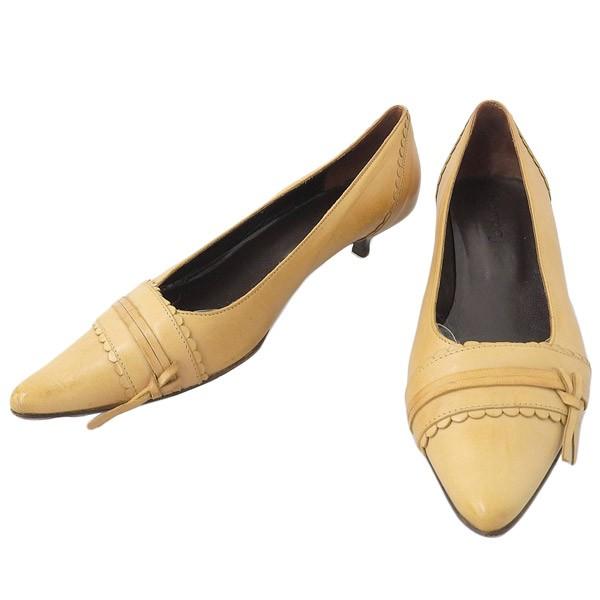 商品タイトル：カンパジェ Kamaj レザー ローヒール パンプス 茶 size38 [M02603]管理番号：BR07563状態ランク：A状態詳細：一般的な使用感はありますが、使用に問題のない商品です。詳細：色ヤケ つま先にスレ 所々にヨ...