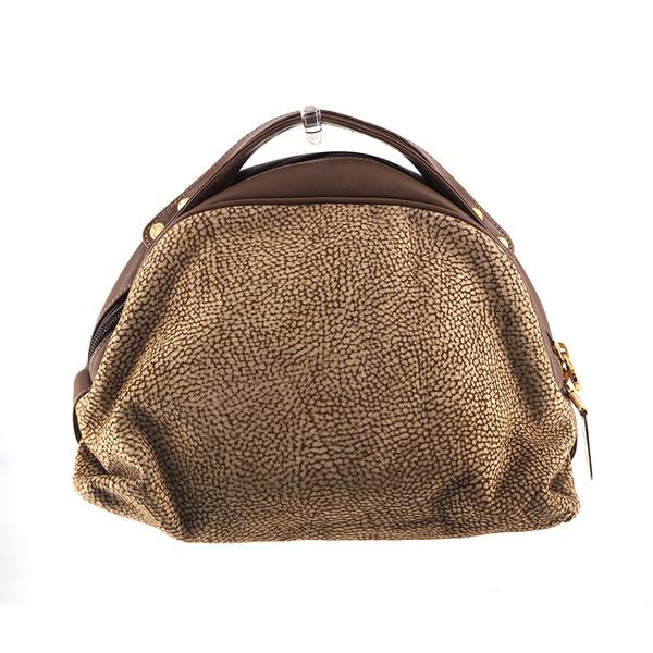 【X'masセール★30%OFF】ボルボネーゼ BORBONESE ハンドバッグうずら柄 redwallタグ付き ベージュ ブラウン レディース 中古 BORBONESE（ボルボネーゼ） 【初売りSALE☆30%OFF】ボルボネーゼ