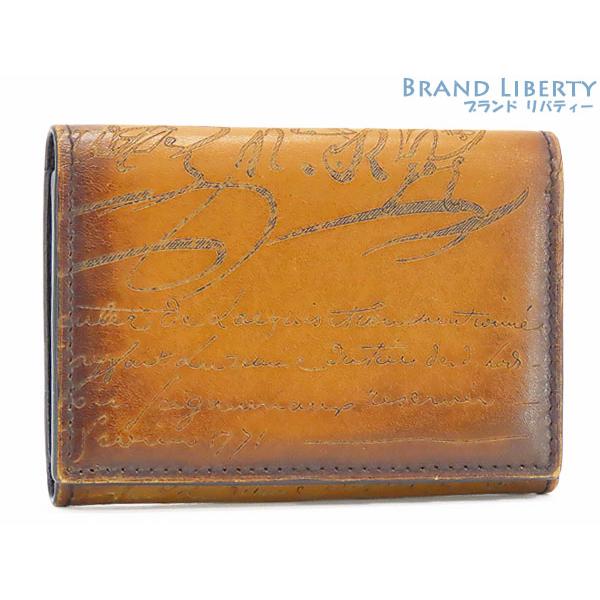 ●ブランドベルルッティ　Berluti●商品名カリグラフィ　インブイア　スクリットレザー　カードケース　パスケース　名刺入れ●サイズW：11cm　H：7.5cm●仕様内側：メインスペース×1　カード入れ×2　ポケット×1●カラーブラウン●素...