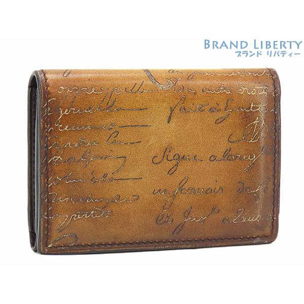 ●ブランドベルルッティ　Berluti●商品名カリグラフィ　インブイア　スクリットレザー　カードケース　パスケース　名刺入れ●サイズW：11cm　H：7.5cm●仕様内側：メインスペース×1　カード入れ×2　ポケット×1●カラーブラウン●素...