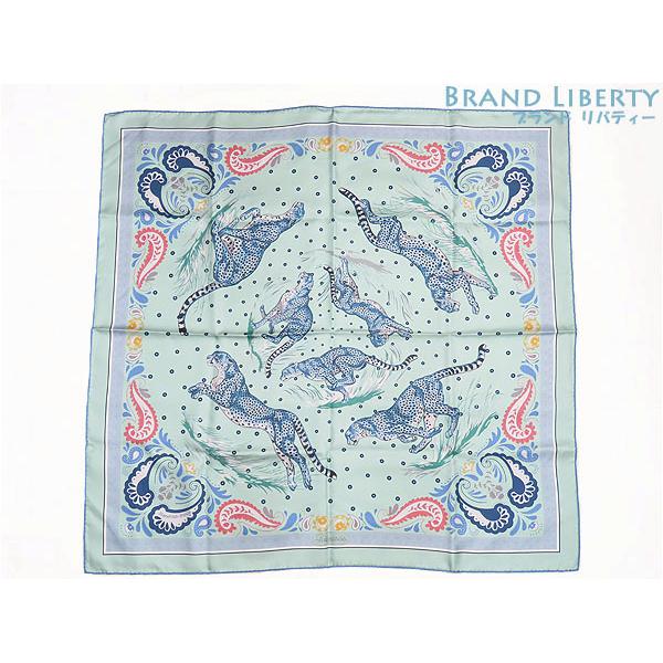 ●ブランドエルメス　HERMES●商品名カレ ダブルフェイス90　guepards　チーター バンダナ　大判スカーフ　ストール　ショール●サイズW：90cm　H：90cm●カラーヴェールアマンド×ブルー×ピンク●素材シルク100％●型番90...