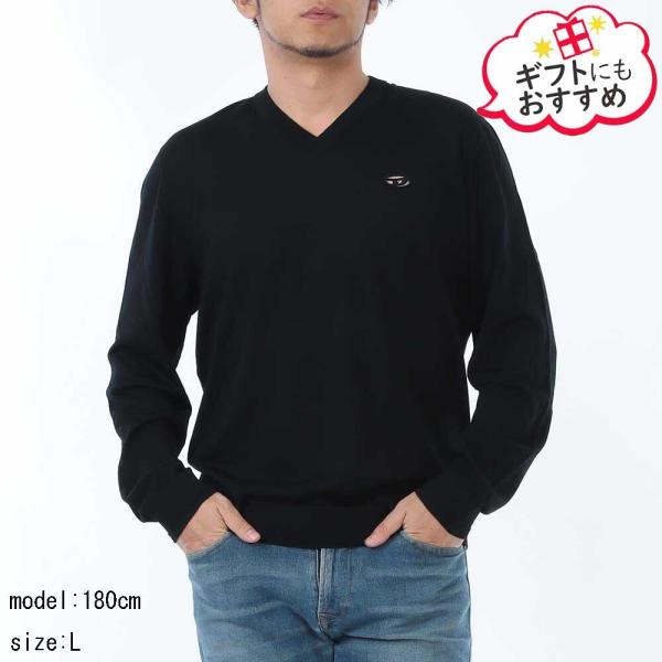 【商品名】★2025SS★　DIESEL ディーゼル A17441 0DCCH 9XX K-VERIM ニット セーター メンズ (新品）【品番】A17441 0DCCH 9XX【カラー】ブラック【素材】ウール100％【サイズ】S着丈: 6...