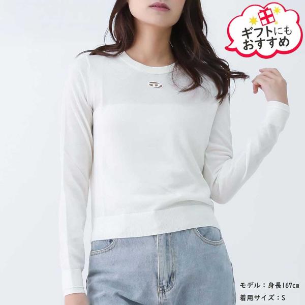 【商品名】★2025SS★　DIESEL ディーゼル A17498 0DCCH 129 M-ALINESA ニット セーター レギュラーフィット レディース (新品)【品番】A17498 0DCCH 129【カラー】ホワイト【素材】100％...