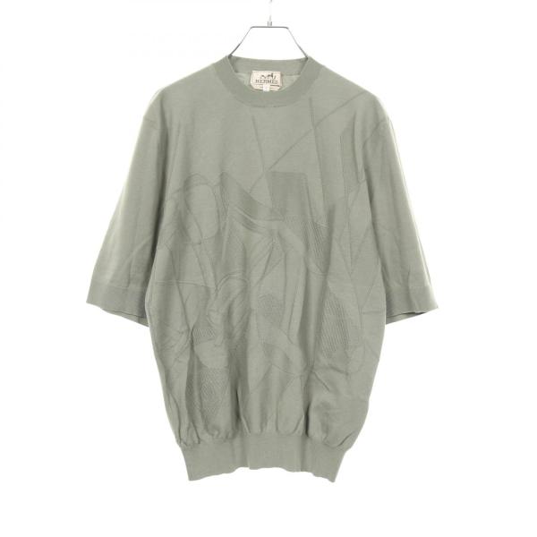 ■状態：ランクA若干の使用感、傷、擦れ、汚れが見られます■ブランド名：HERMES（エルメス）■商品名：Selles en Fragments  ニット    ■カラー：グリーン系■素材：コットン■サイズ：表記サイズ：S 肩幅：約43.5c...