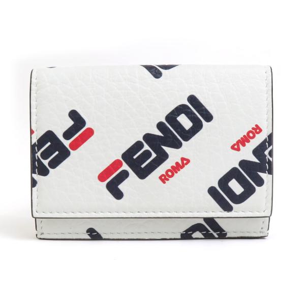 FENDI フェンディ 三つ折り財布 FILAコラボ レザー ホワイト系 FENDI フェンディ 三つ折り財布 FILAコラボ レザー ホワイト系