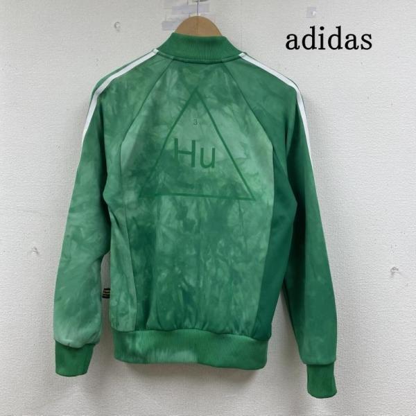 メーカー：アディダス / adidas形状：ジャケット、上着 / ジャンパー、ブルゾンサイズ：表記サイズ：S着丈：60 cm、身幅：50 cm、裄丈：78 cmカラー：緑 / グリーン柄 / パターン：ロゴ、文字、プリント素材：ポリエステル...