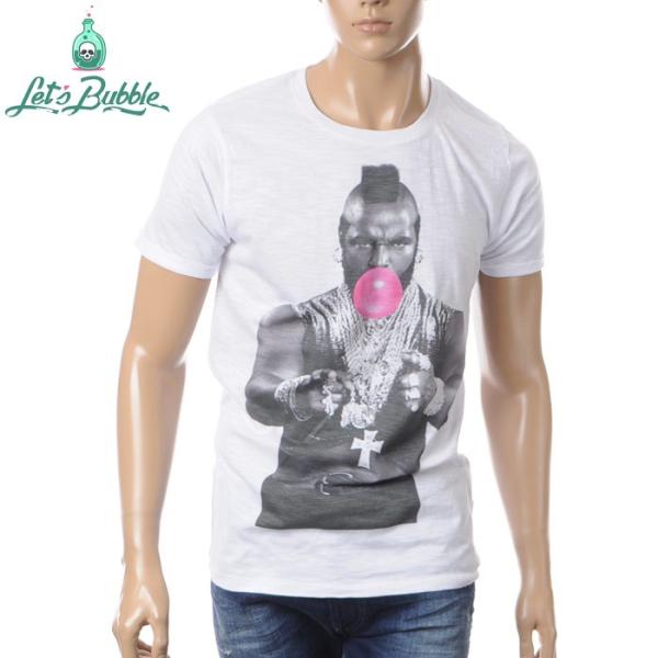 レッツバブル LET'S BUBBLE クルーネックTシャツ 半袖 メンズ A-MAN ホワイト■商品説明イタリア発のブランドでたくさんの偉人や映画のキャラクター、海外セレブの著名人などに、名前通りバブル(風船ガム)のモチーフや、テーマカラ...