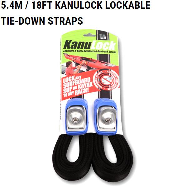 5.4M / 18FT KANULOCK LOCKABLE TIE-DOWN STRAPS / カヌロック タイダウン ベルト ストラップ サーフボード キャリア 車載