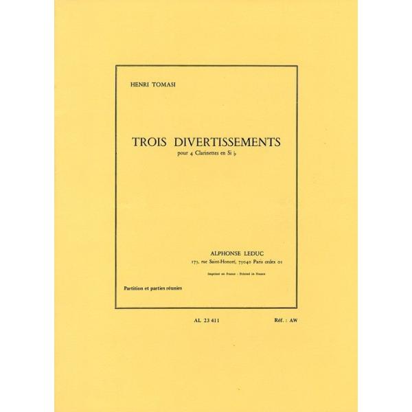 Henri Tomasi：3 Divertissements（Divertiments）トマジ：クラリネット四重奏のための 3つのディヴェルティスマン（ディヴェルティメント）■出版社：Leduc（ルデュック）■編成：4 Bb Cl■曲目：1...