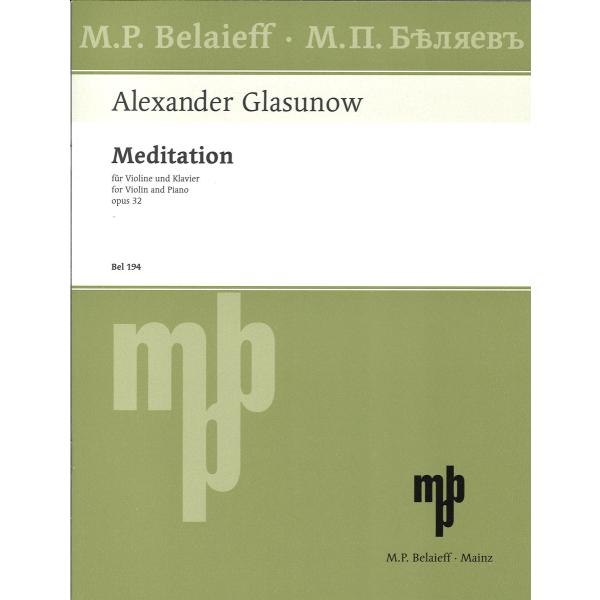 Aleksandr Glazunov：Meditation D-dur op. 32グラズノフ：瞑想曲 ニ長調 op. 32■出版社：Belaieff（ベライエフ）■編成：Vn, Pf■輸入楽譜■楽譜は新品ですが、輸入商品のため入荷時による...