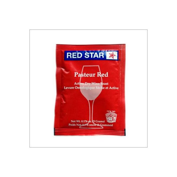 ＰASTEUR RED ドライ　ワインイーストお馴染！レッドスターのワインイースト 20〜23リットル用　内容量5ｇフルボディの赤ワインに、カルベネ、ピノ、メルロやベリー、チェリーなどにも　発酵温度は１7〜３０度　アルコール許容度16度賞味...