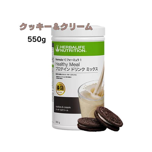 フォーミュラ1 プロテイン ドリンク ミックス 〈クッキー＆クリーム〉健康維持に欠かせないたんぱく質をはじめ、ビタミン・ミネラル・食物繊維をバランスよく配合した低GIプロテインドリンク。大豆たんぱくを主原料とし、1食（約25g）あたり約10...