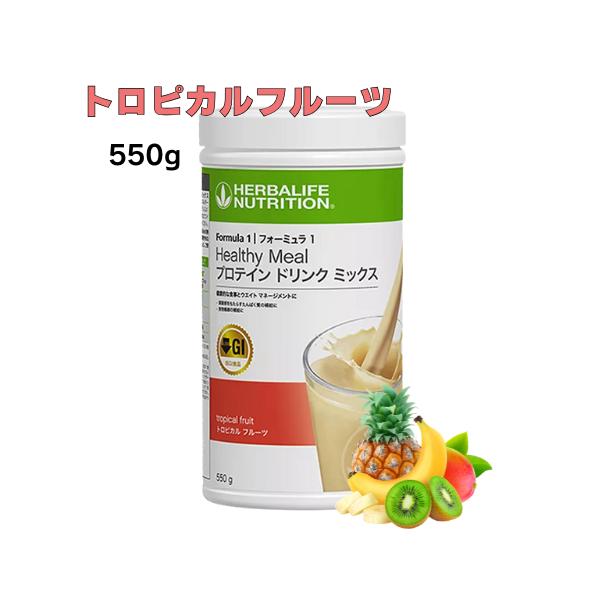 フォーミュラ1 プロテイン ドリンク ミックス 〈トロピカルフルーツ〉健康維持に欠かせないたんぱく質をはじめ、ビタミン・ミネラル・食物繊維をバランスよく配合した低GIプロテインドリンク。大豆たんぱくを主原料とし、1食（約25g）あたり約10...