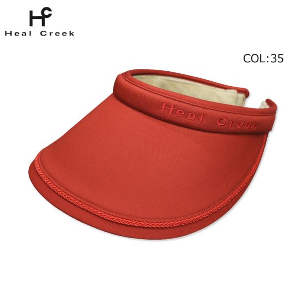 ゴルフウェアブランドヒールクリークのクリップサンバイザー。繊細な編みパイピングを使用することで、上品さがあります。頭に当たる部分はタオル地になっており、汗を吸収し、マジックテープになっており取り外しが出来るので、汚れてしまうのを防いでくれま...