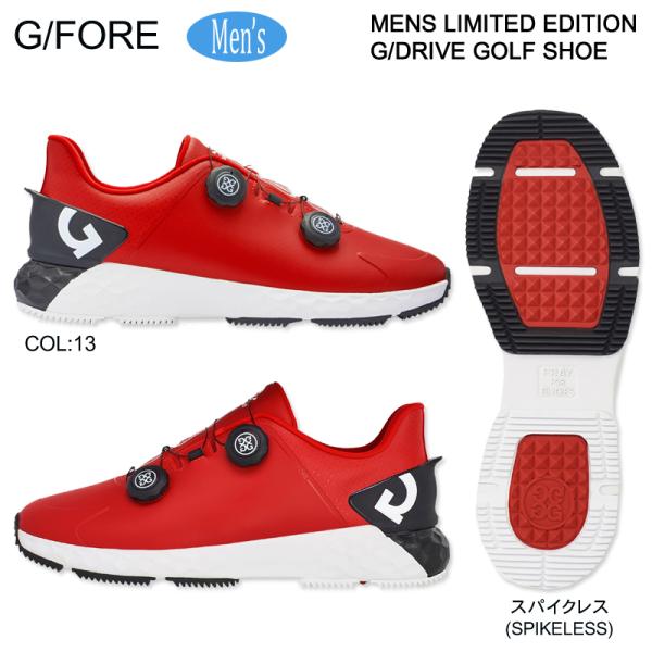 G/FORE（ジーフォア）MENS LIMITED EDITION G/DRIVE GOLF SHOEダイヤルシステムで調節しやすく、防水設計で最高のパフォーマンスを提供。凸凹パターン＆ノコギリ歯パターンの2ピースラバーノンスリップアウトソ...