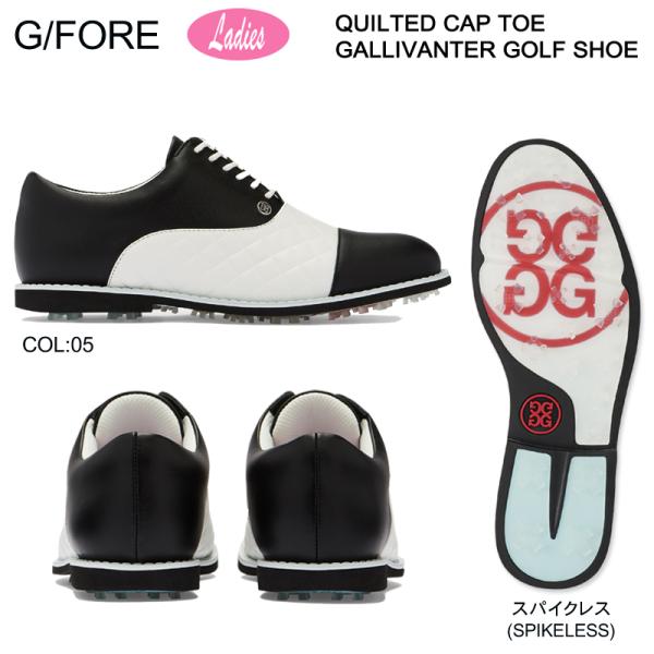 G/FORE（ジーフォア）LADIES QUILTED CAP TOE GALLIVANTER GOLF SHOEクラシックなデザインが特徴のガリバンターシリーズ。防水レザー、クッション性が高くマッサージ機能のある取り外し可能で洗えるインソ...