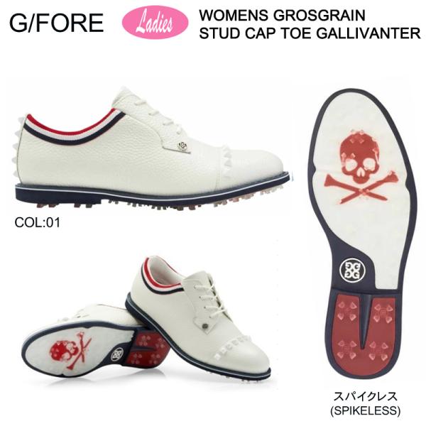 G/FORE（ジーフォア）WOMENS GROSGRAIN STUD CAP TOE GALLIVANTERクラッシックなデザインが特徴です。・防水レザー使用・三倍密度によるクッション性の高いマッサージ機能のある取り外し可能で洗えるインソー...