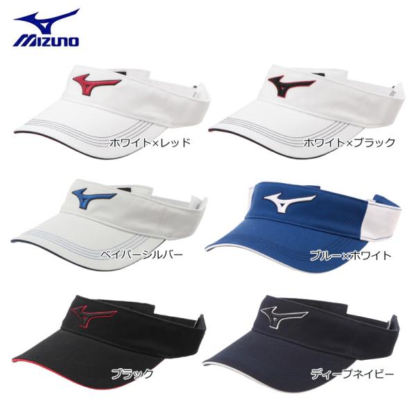 ミズノのコットンツイルロゴバイザーです。ベーシックデザインで、ゴルフはもちろん、日常にも使用しやすいアイテム。マジックテープ付でサイズ調節が可能です。■参考サイズメンズフリー：頭周り56〜60cm■FIRSTSTAGE（ファーストステージ）