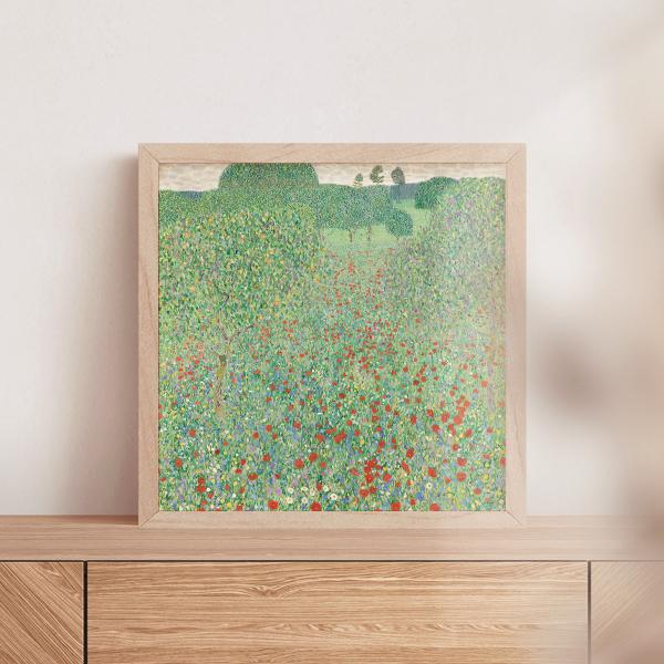「ポピーフィールド（ポピー畑）」点描技法やモザイク画のような細かな描写で樹木の葉や花が色彩豊かに描かれています。生命感に満ちた景色が優しい気持ちにさせてくれます。お部屋に美しい風景を取り入れてみてはいかがでしょうか。ぜひ名画の世界をお楽しみ...