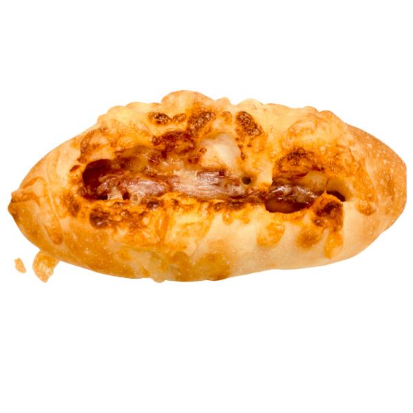 国産小麦で作ったもちもちの生地に粗挽きウインナーとチーズをトッピングして焼き上げました。（大きさは長さ約20cm、幅10cm程です）