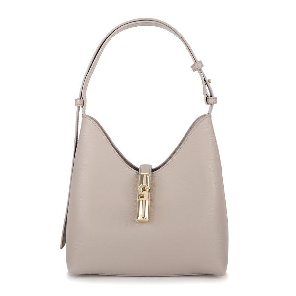 【発売日：2026年03月02日】柔らかいカーフレザーの質感が際立つワンハンドルのショルダーバッグ「FURLA GOCCIA SHOULDER BAG S」。なめらかなスムースレザーとプリントカーフスキンのコンビ素材が、優しいフォルムと自然...