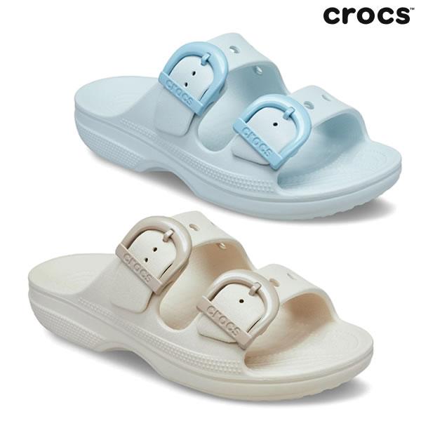CROCS サンダル 212867 Saturday Enamel Buckle Sandal W定価：　￥6,000 (税抜き)足元に合わせてフィット感を調整できる2ストラップデザインのサンダル。エナメル加工のスタイリッシュなバックルジビ...