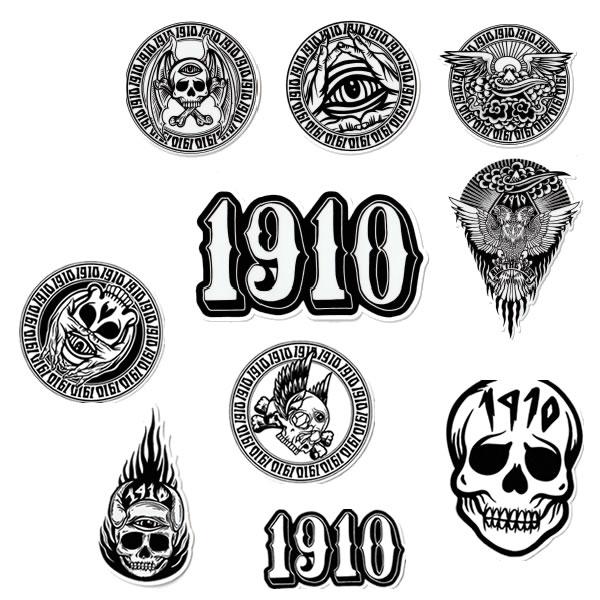 1910 ステッカーパック ARTWORKS STICKER PACK MS-ST2601定価：　￥3,600（税抜き）ワンサイズ※1910ロゴ大：　ヨコ約12.5cm x タテ約7cm【ネコポス便注意】※日時指定不可※ポスト投函（ポストに...