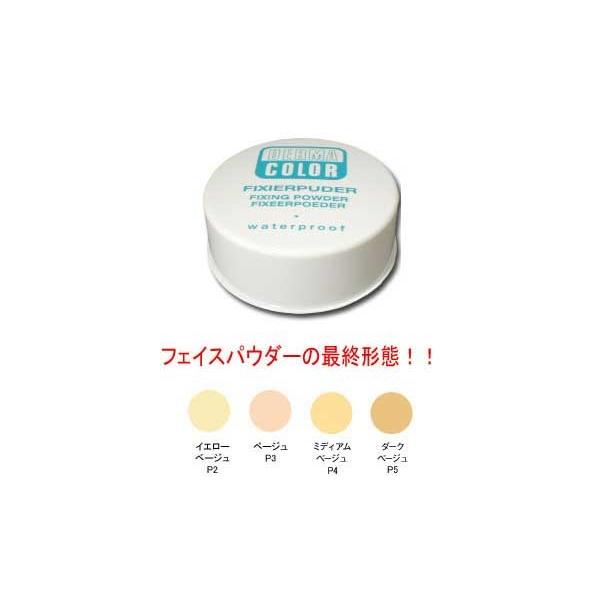 『ダーマカラー　フィキシングパウダー』プロ用に開発されたこのフェイスパウダーは自然光やライトに美しく映え、肌の質感を高め、表情に立体感を出します。微粒子パウダーが、肌にぴったり密着し毛穴を目立たなくし、シルクのヴェールをかけたような美しさに...