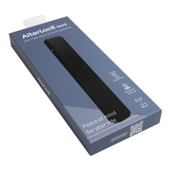 ■品名：AlterLock 盗難防止GPS追跡デバイス■品番：AL03GB■サイズ：約167mm×約28mm×9mm■仕様　・アラーム音量最大95dＢ（※使用環境により異なる）　・検知感度調整3段階　・IP66※充電ケーブルは別売品です。※...