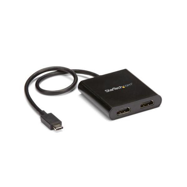 【商品名】 StarTech.com マルチモニターアダプタ MSTハブ 4K USB C（オス）-HDMI（メス）×2口 Windows用ブラック MSTCDP122HD 1個