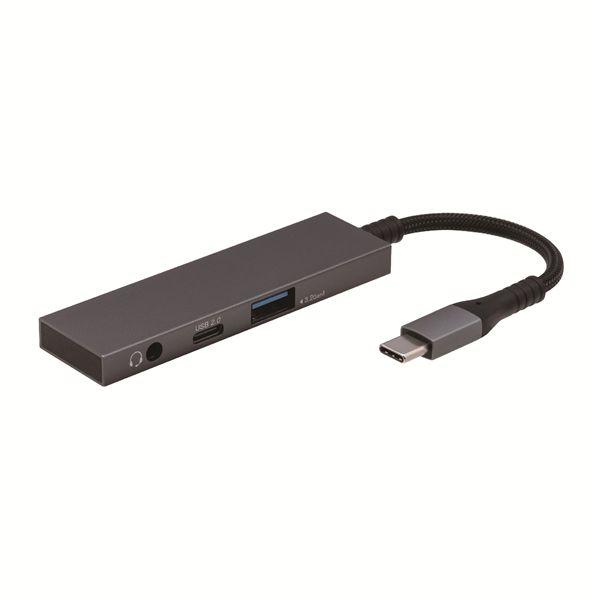 【商品名】 Digio2 Type-C USB3.2Gen1+2.0 2ポート交換ハブ 3.5mm4極付 [STIX] UH-C3433GY 【ジャンル・特徴】 イヤホンも使えるアルミボディの2ポート変換ハブ。 [ UH-C3433GY ]