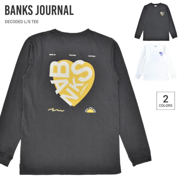 BANKS JOURNAL (バンクス ジャーナル) ロンT DECODED L/S T-SHIRT TEE 長袖 Tシャツ メンズ S-XL ブラック オフホワイトアメリカ直営店買付の本物/正規品サイズ（平置cm）Sサイズ　着丈71cm ...