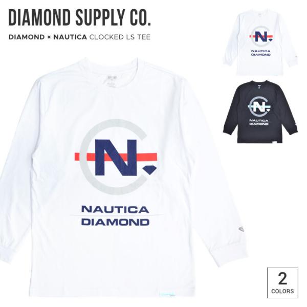 DIAMOND SUPPLY Co. (ダイヤモンド サプライ) × NAUTICA (ノーティカ) ロンT CLOCKED L/S TEE 長袖 Tシャツ カットソー トップス メンズ S-XL ブラック ホワイトアメリカ直営店買付の本物...