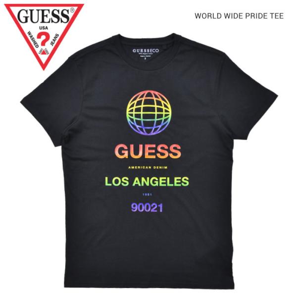 GUESS (ゲス) Tシャツ SS BSC WORLD WIDE PRIDE TEE 半袖 カットソー メンズ S-XL ブラック日本正規代理店商品サイズ（平置cm）Sサイズ　着丈68cm 身幅48cm 袖丈(肩上から)19cm 肩幅43...