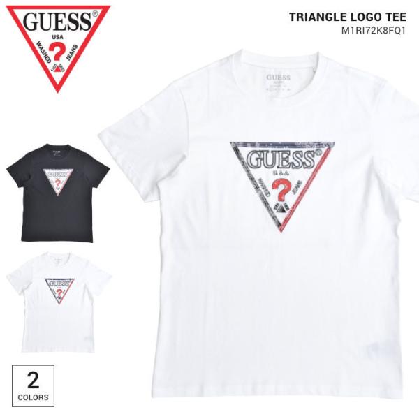 GUESS (ゲス) Tシャツ TRIANGLE LOGO TEE 半袖 カットソー メンズ S-XL ブラック ホワイト日本正規代理店商品サイズ（平置cm）Sサイズ　着丈69cm 身幅51cm 袖丈(肩上から)20cm 肩幅44cmMサイ...