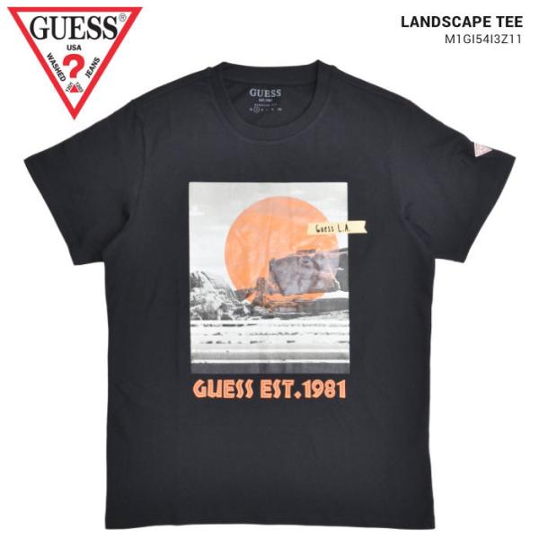 GUESS (ゲス) Tシャツ LANDSCAPE TEE 半袖 カットソー メンズ S-XL ブラック日本正規代理店商品サイズ（平置cm）Sサイズ　着丈71cm 身幅51cm 袖丈(肩上から)20cm 肩幅44cmMサイズ　着丈72cm ...