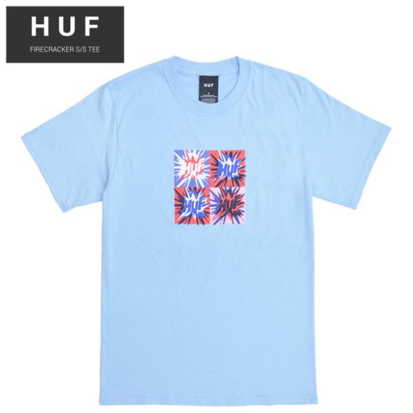 HUF (ハフ) Tシャツ FIRECRACKER S/S TEE 半袖 カットソー メンズ S-XXL ライトブルーアメリカ直営店買付の本物/正規品サイズ（平置cm）Sサイズ　着丈71cm 身幅44cm 袖丈(肩上から)20cm 肩幅41...
