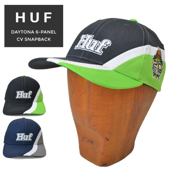 HUF (ハフ) キャップ DAYTONA 6-PANEL CV SNAPBACK HAT CAP 帽子 スナップバックキャップ 6パネルキャップ ブラック ネイビーアメリカ直営店買付の本物/正規品ヴィンテージのモータースポーツデザインをモ...