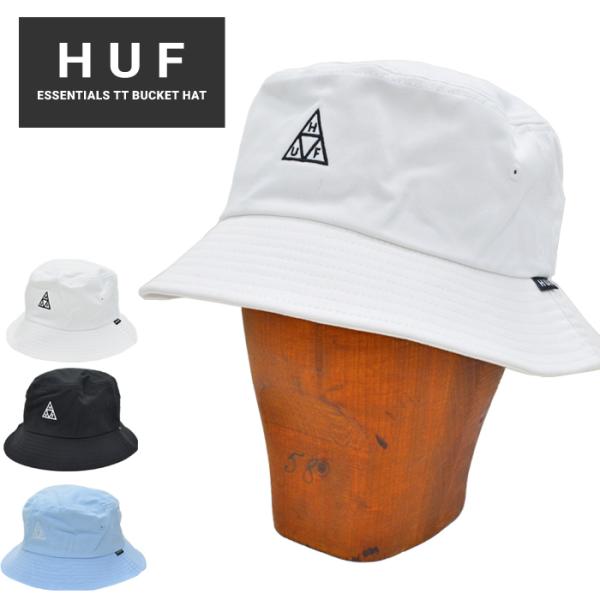 HUF (ハフ) ハット ESSENTIALS TT BUCKET HAT CAP バケットハット キャップ ブラック ホワイト S/M L/XLアメリカ直営店買付の本物/正規品クラウン部分にハフのアイコンの1つトリプルトライアングルロゴ刺...