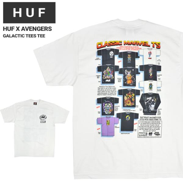 HUF × AVENGERS (ハフ × アベンジャーズ) Tシャツ GALACTIC TEES TEE 半袖 カットソー トップス TS02205 メンズ M-XL ホワイトアメリカ直営店買付の本物/正規品サイズ（平置cm）Mサイズ　着丈...