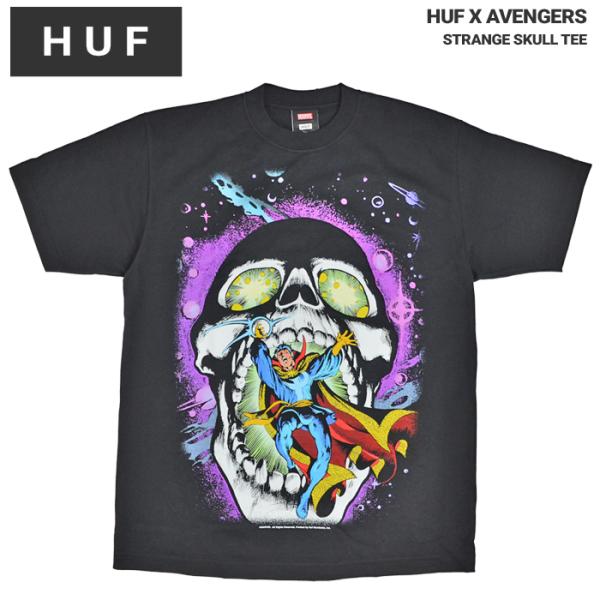 HUF × AVENGERS (ハフ × アベンジャーズ) Tシャツ STRANGE SKULL TEE 半袖 カットソー トップス メンズ M-XL ブラック TS02197アメリカ直営店買付の本物/正規品サイズ（平置cm）Mサイズ　着丈...