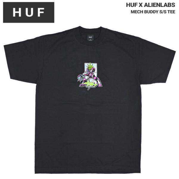 HUF × ALIENLABS (ハフ × エイリアンラボ) Tシャツ AL MECH BUDDY S/S TEE 半袖 カットソー トップス メンズ M-XL ブラック TS02121アメリカ直営店買付の本物/正規品サイズ（平置cm）Mサ...